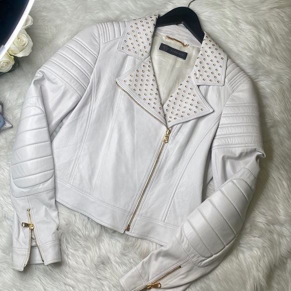 Versace | Jackets & Coats | Versace White Leather Jacket Gold ...